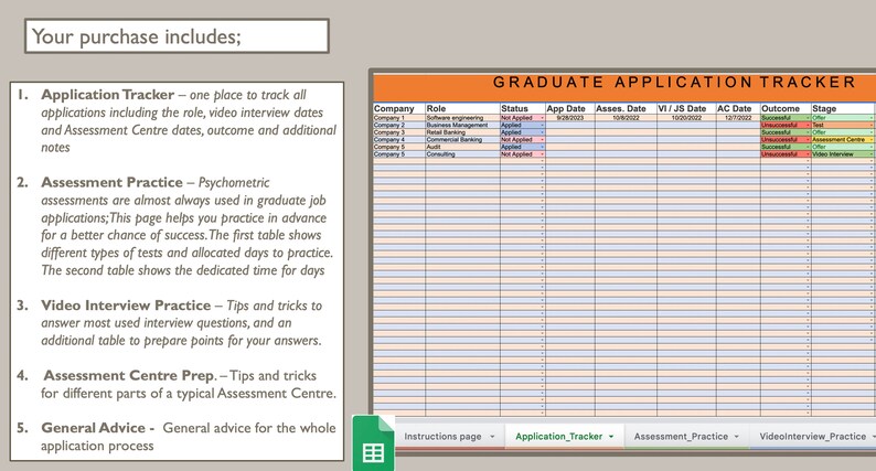 Graduate Job Application Tracker - Etsy