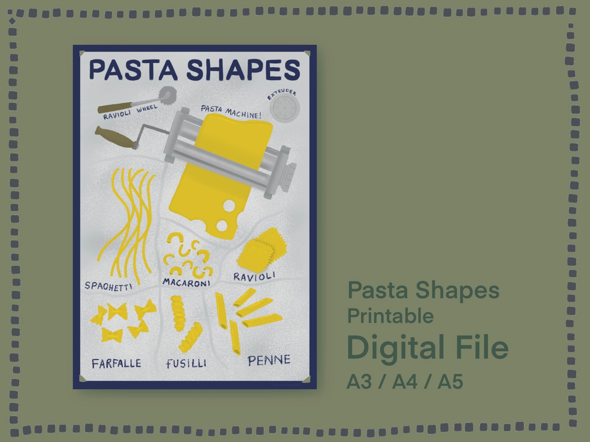 Pasta Shapes - Printable Children’s Poster - Educational Poster, Home ...