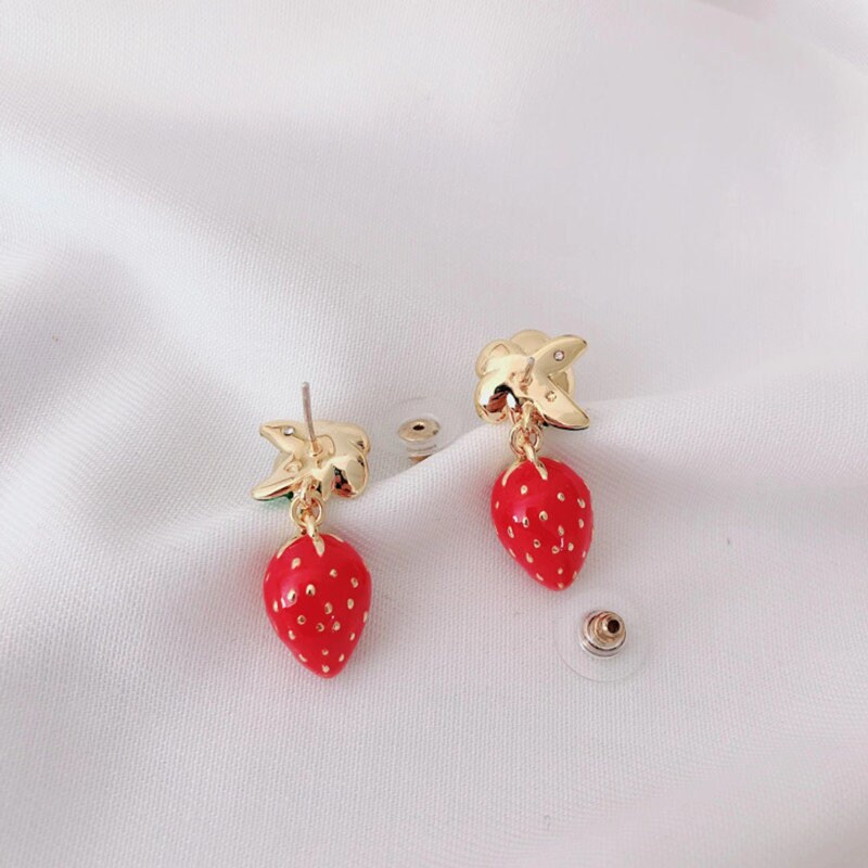 Cute Dazzling Strawberry Flower A Pair Stud Earrings - Etsy