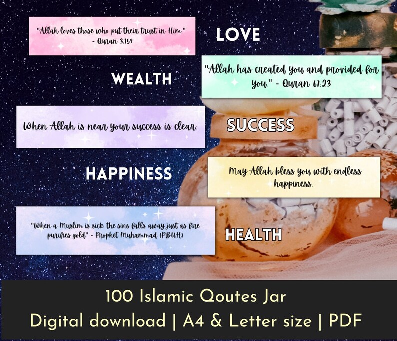 Buy Printable Islamic Jar, Inspirational Duas, Quran Verse, Islam Gift ...