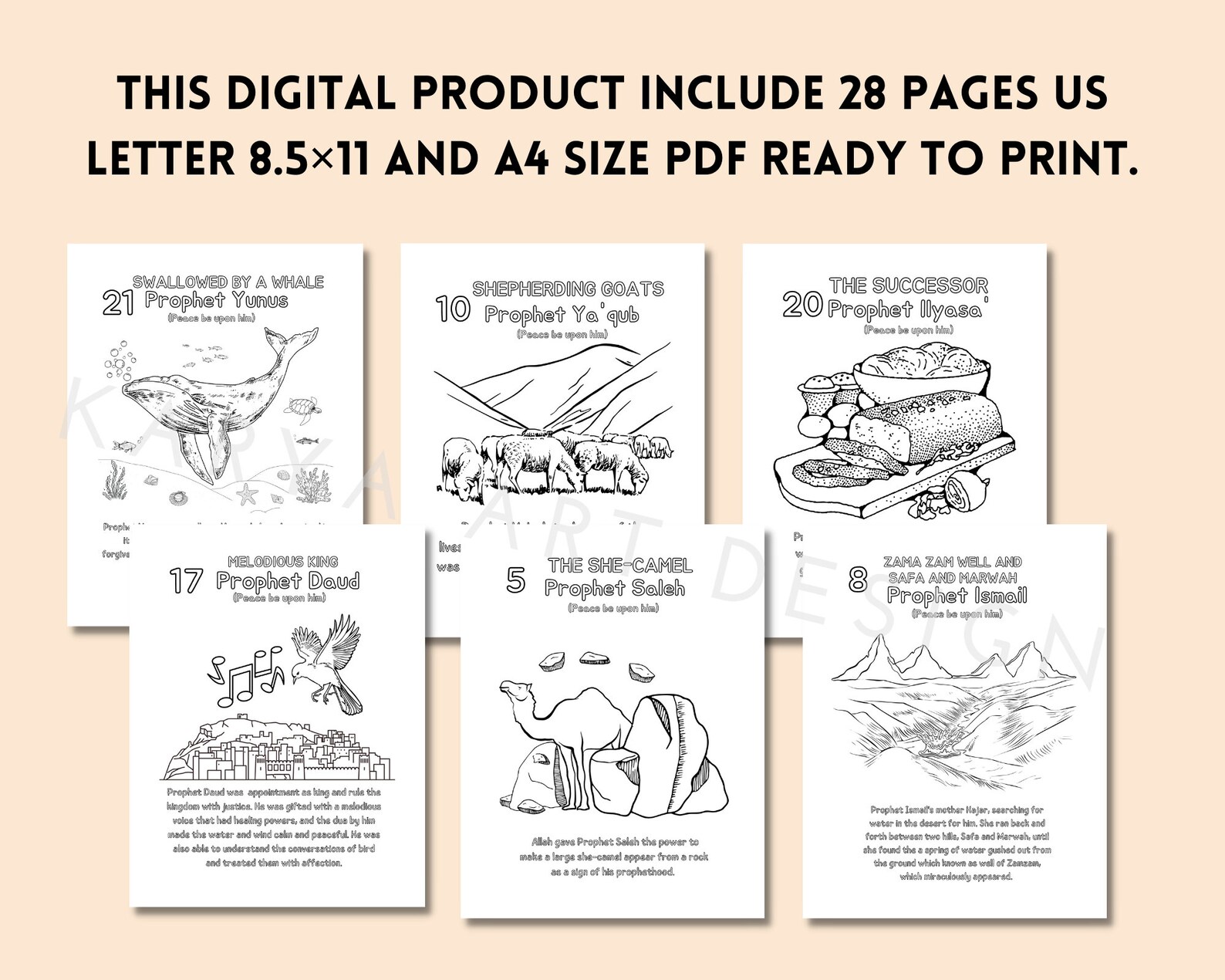 25 Prophets of Allah Coloring Book, Islam Prophet, Quran Education ...