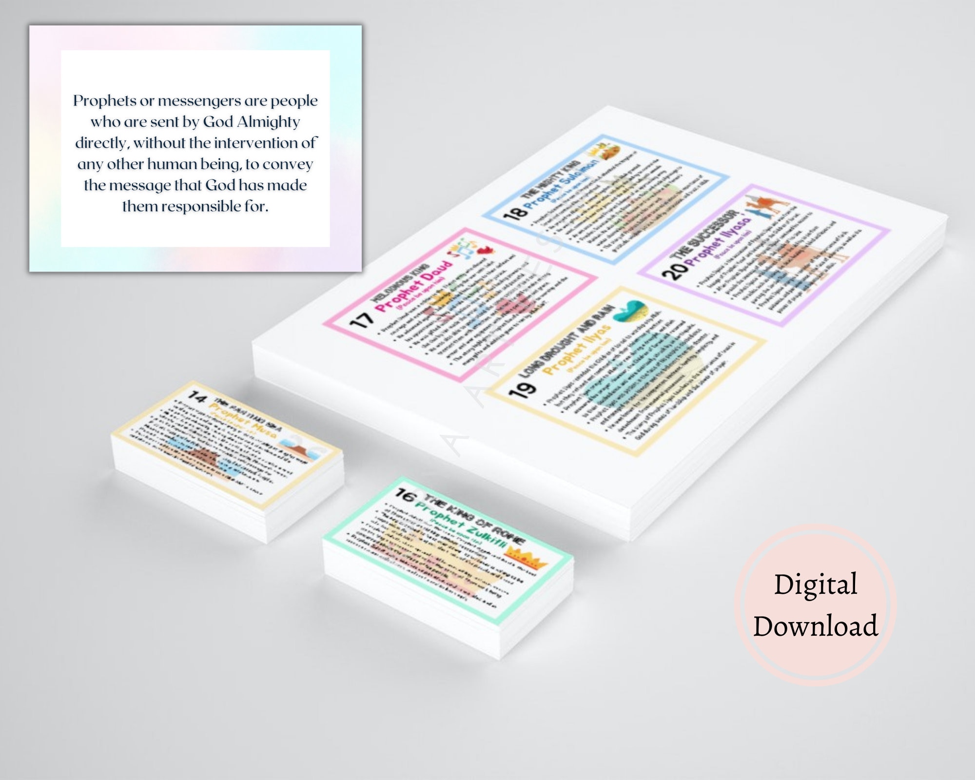 25 Prophets of Islam Card, Muslim Flashcard, Educational Quran, Islamic ...