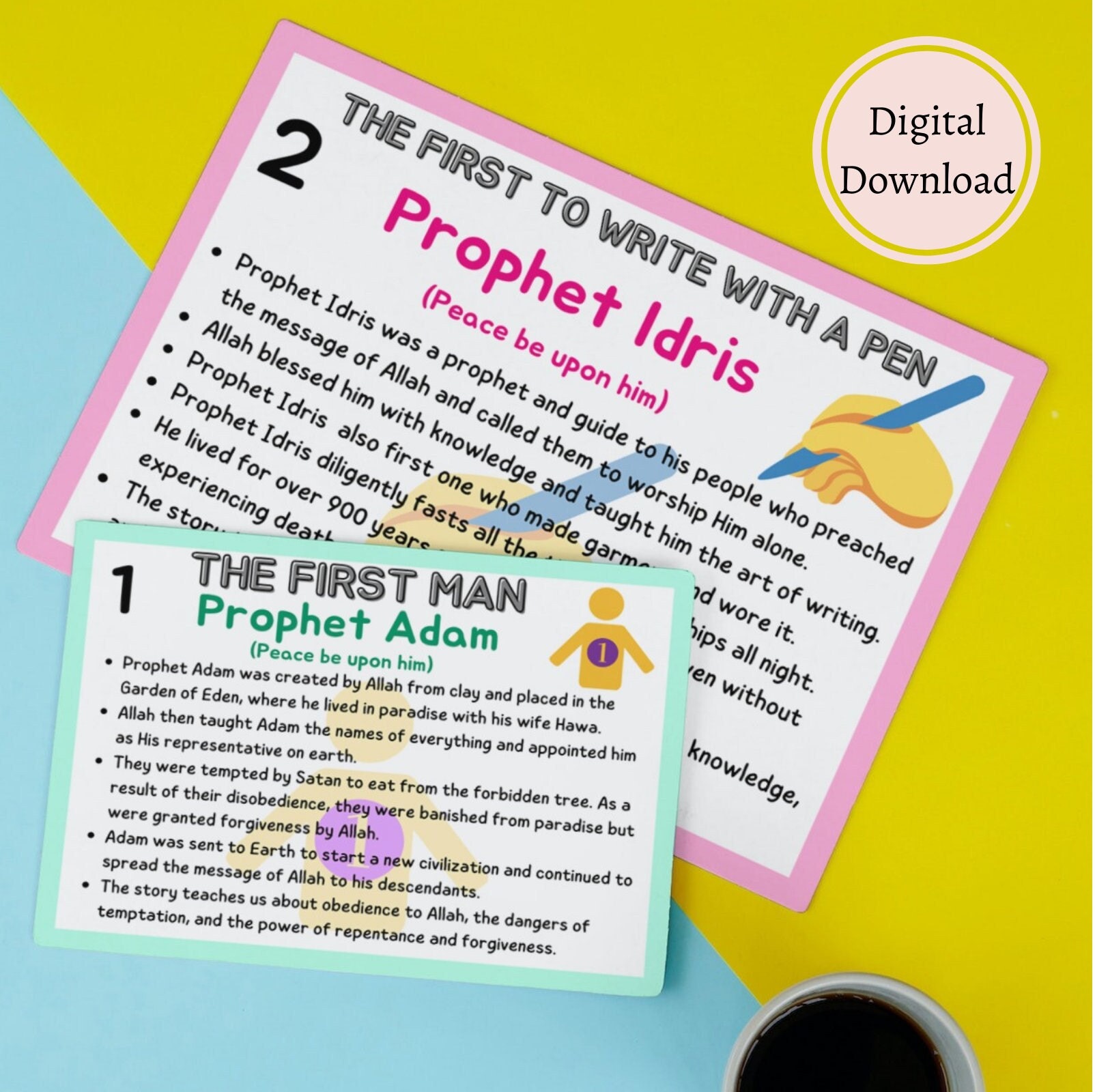 25 Prophets of Islam Card, Muslim Flashcard, Educational Quran, Islamic ...