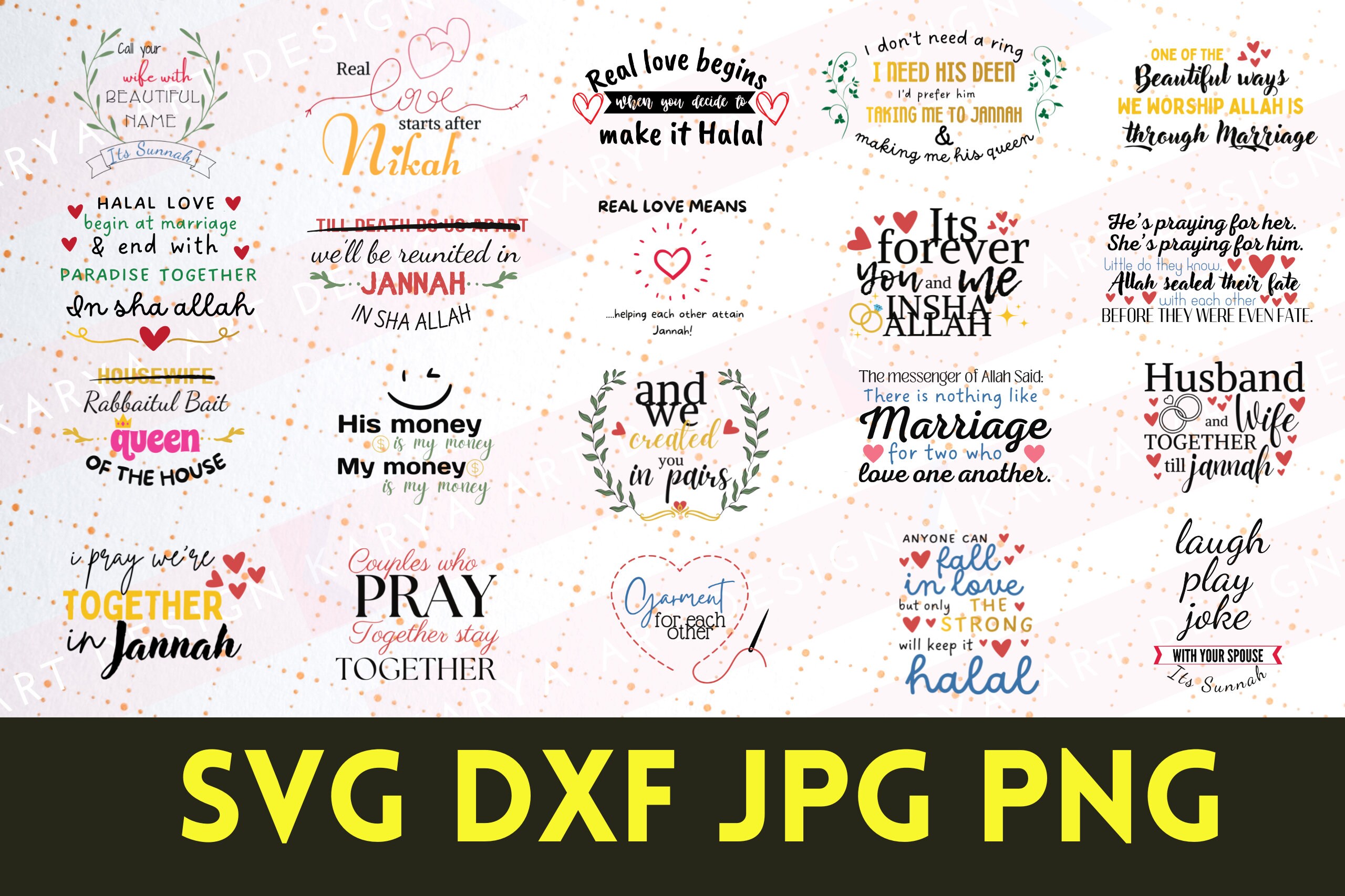 Muslim Love Bundle Svg, Muslim Marriage JPEG, Nikah PNG DFX, Husband ...