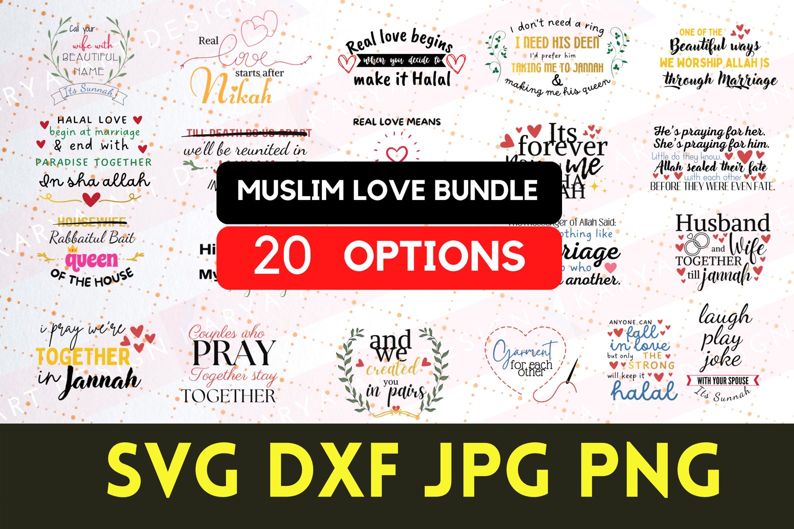 Muslim Love Bundle Svg, Muslim Marriage JPEG, Nikah PNG DFX, Husband ...