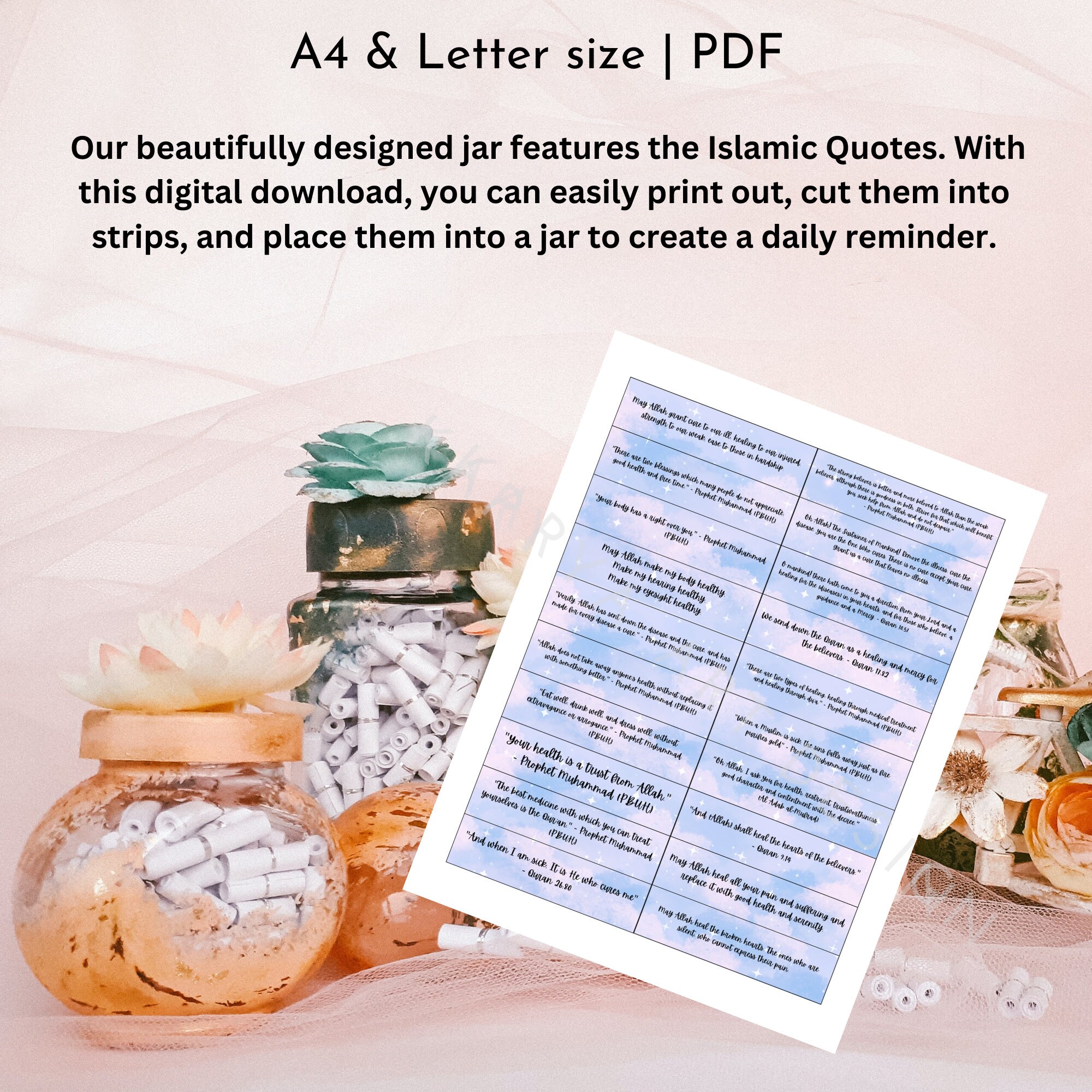 Printable Islamic Jar, Inspirational Duas, Quran Verse, Islam Gift Set ...