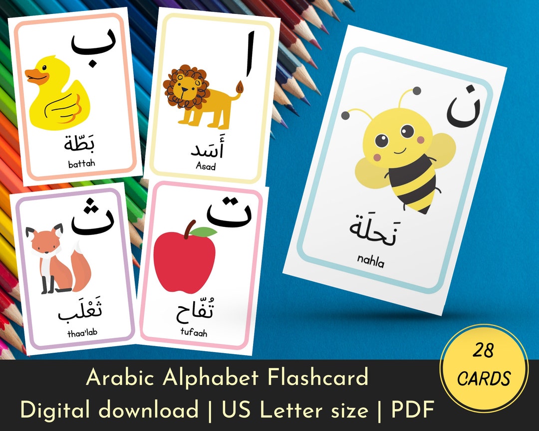 Arabic Alphabet Flashcard Alif Baa Taa Arabic Letters With - Etsy