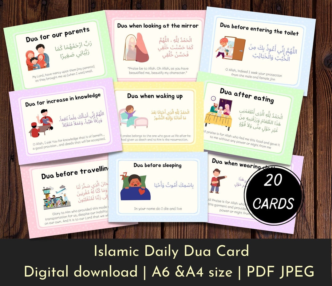 Islamic Daily Dua Card, Duas Flashcard, Activities for Muslim ...