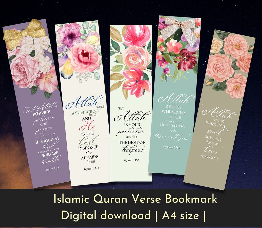 Islamic Bookmarks Quran Verse Inspirational Duas Islam Gift Set ...