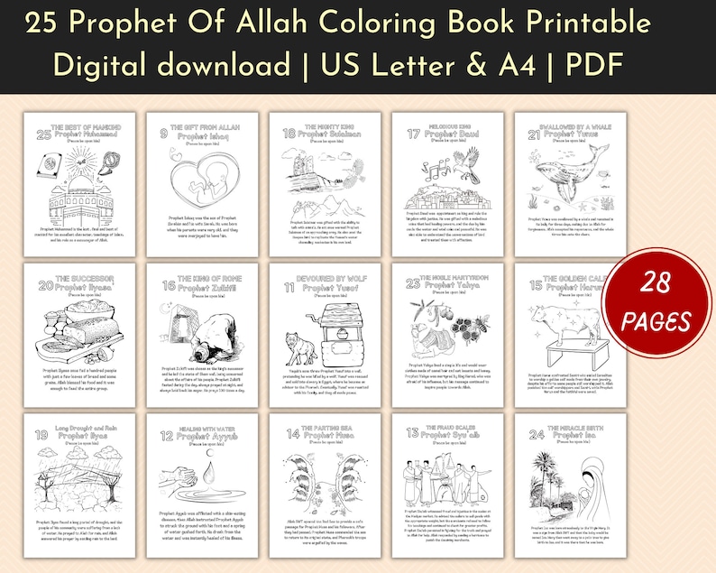 25 Prophets of Allah Coloring Book, Islam Prophet, Quran Education ...