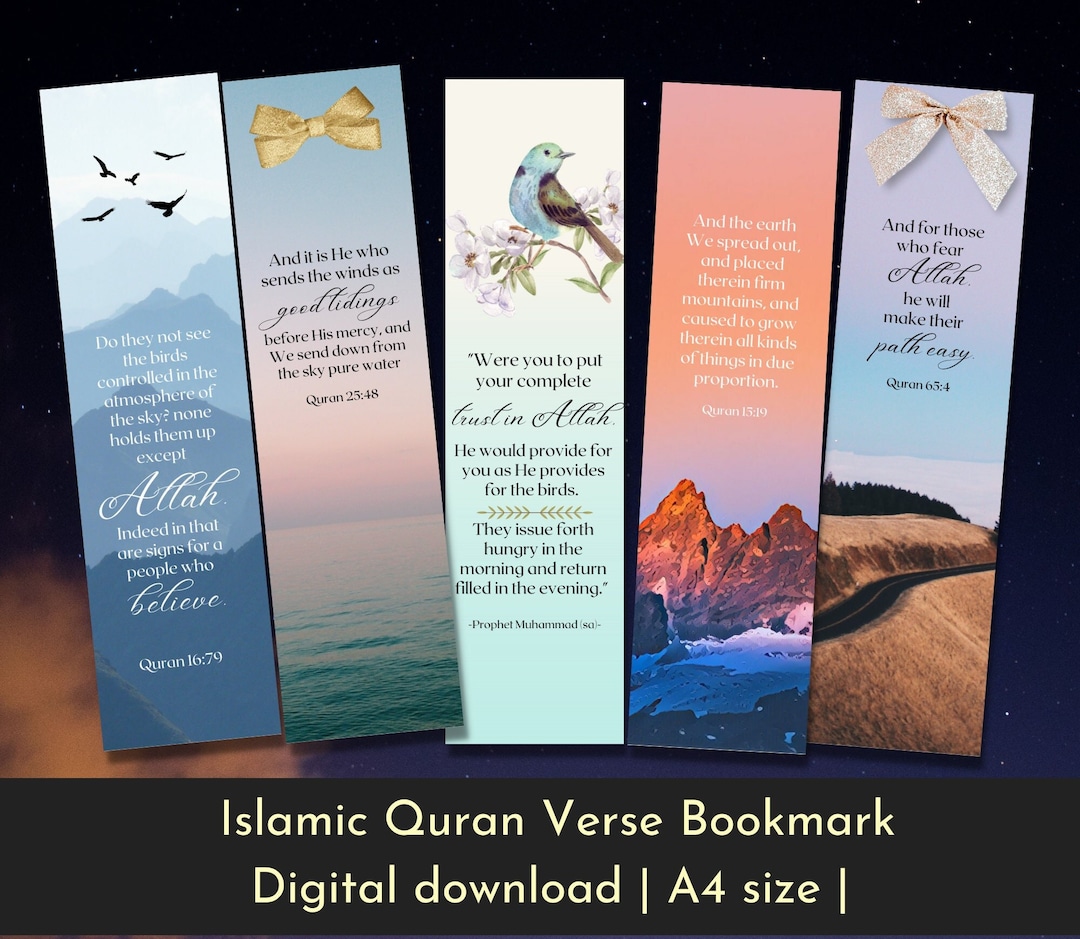 Islamic Quran Verse Bookmark Set, Inspirational Quotes (digital ...
