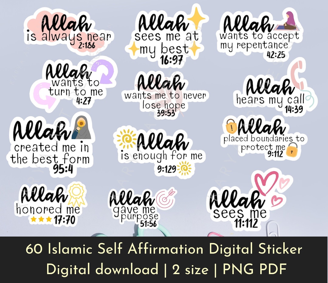 Islamic Self Affirmation Stickers, Muslimah Planner Stickers, Journal ...