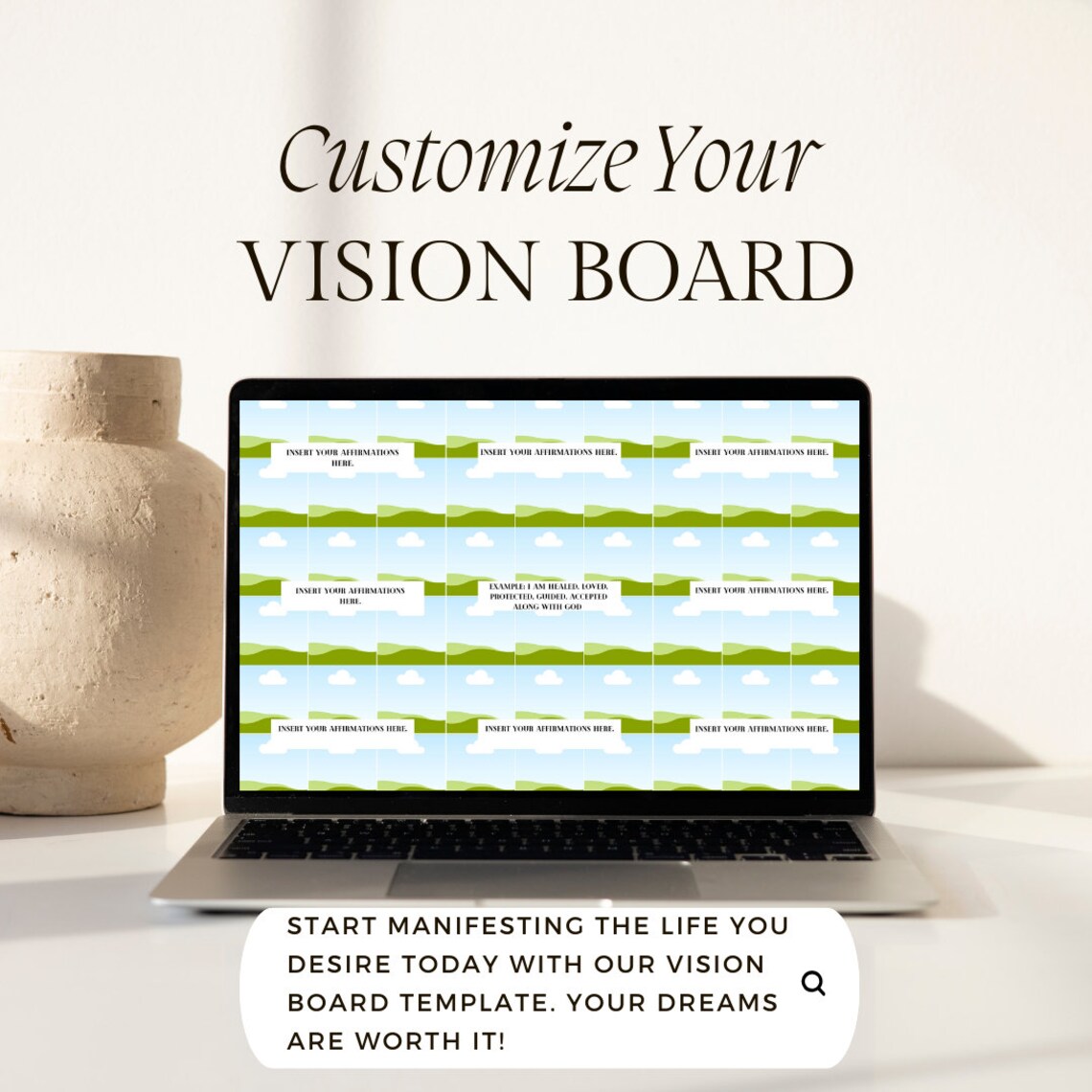 Vision Board Template | 2024 Goals | Beginner Friendly Vision Board ...