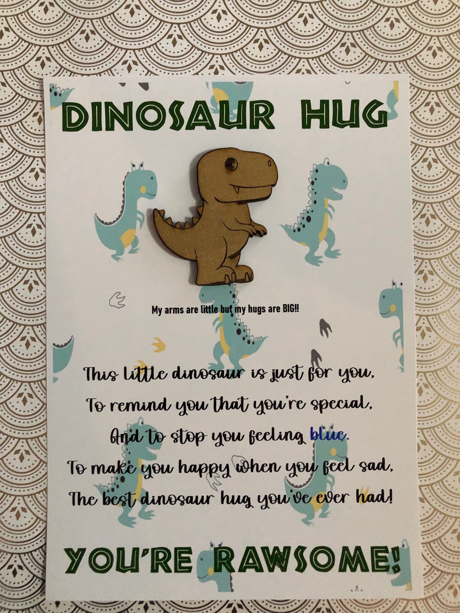 Dinosaur Pocket Hug, Pocket Hug, Personalised Dinosaur Pocket Hug ...