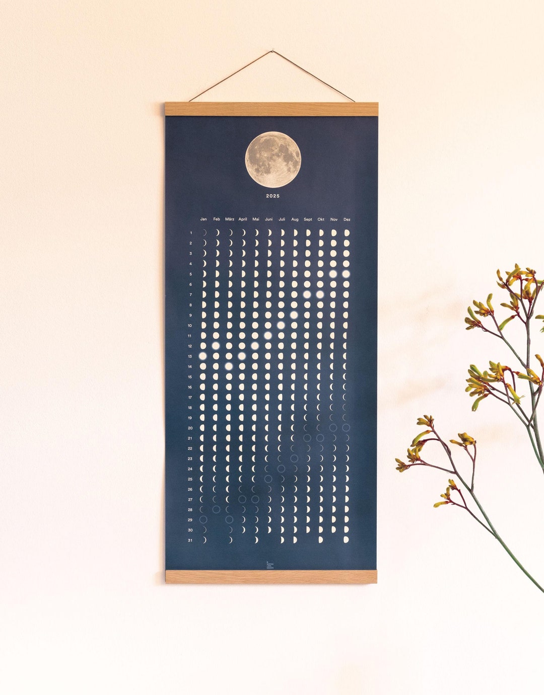 Moon Phase Calendar, Moon Calendar Poster 2025 - Etsy UK