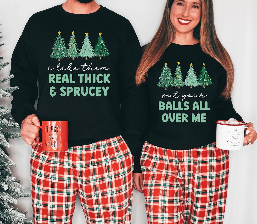 Funny Matching Couple Christmas Sweatshirt Naughty Ugly Christmas ...