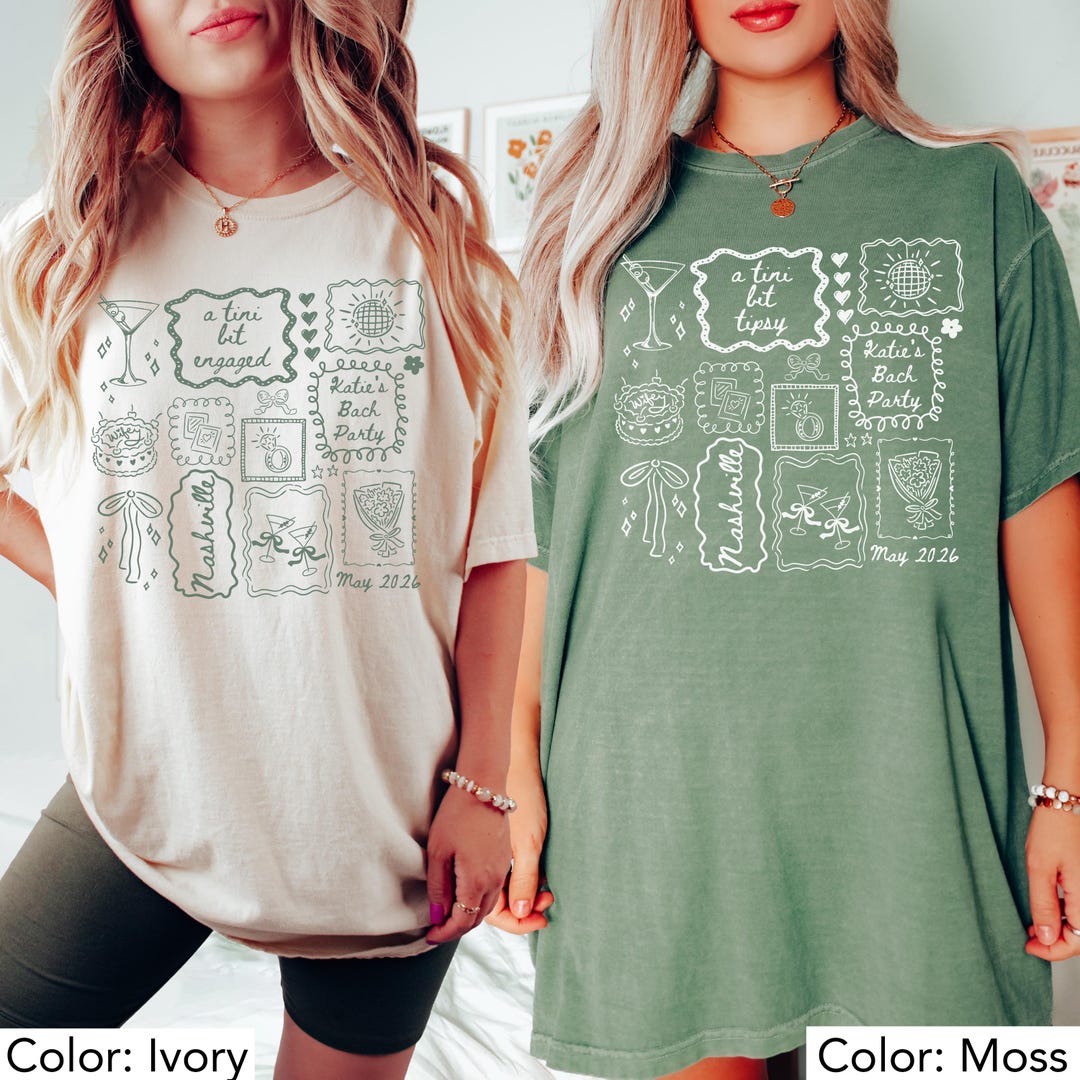 Custom Tini Bit Tipsy Martini Bachelorette Party Shirt Personalized A ...