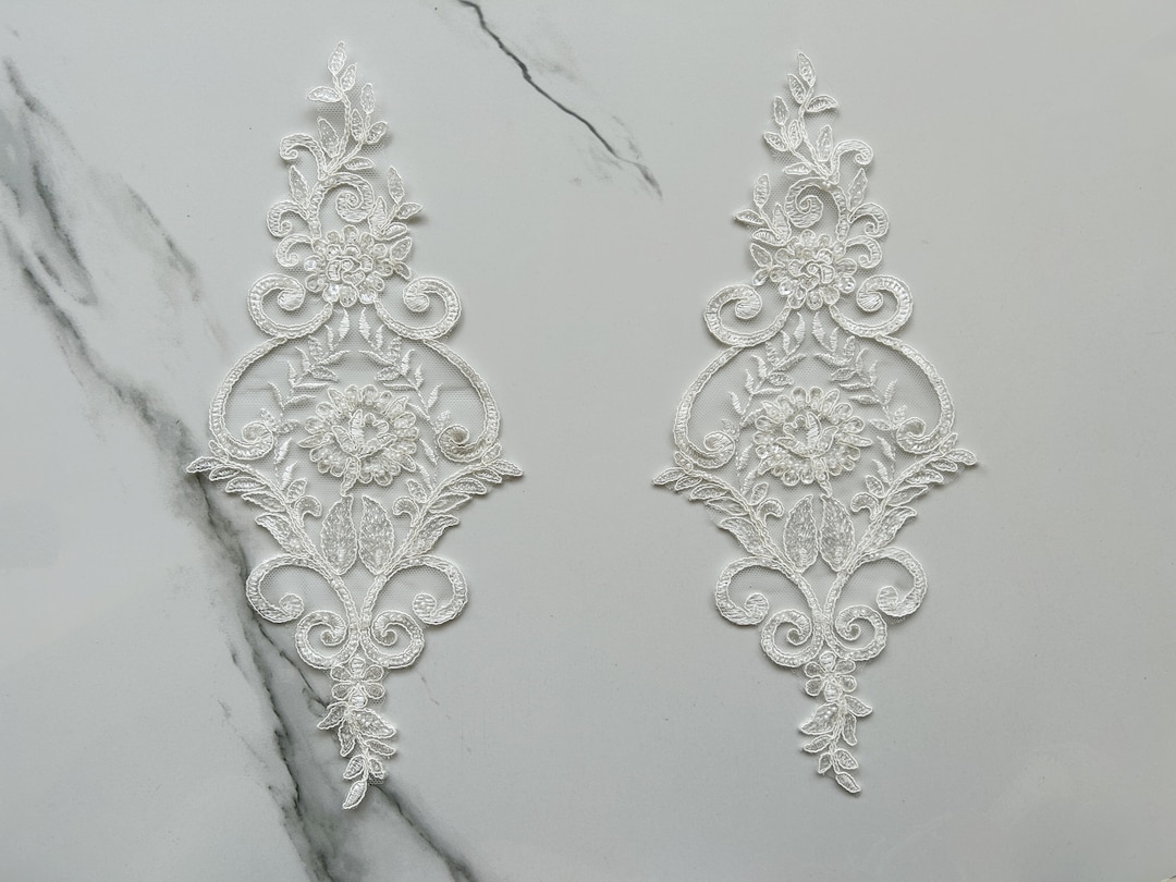 Lace Wedding Trim,lace Veil Trim,lace Trim 1 Pair,embroidery Applique ...