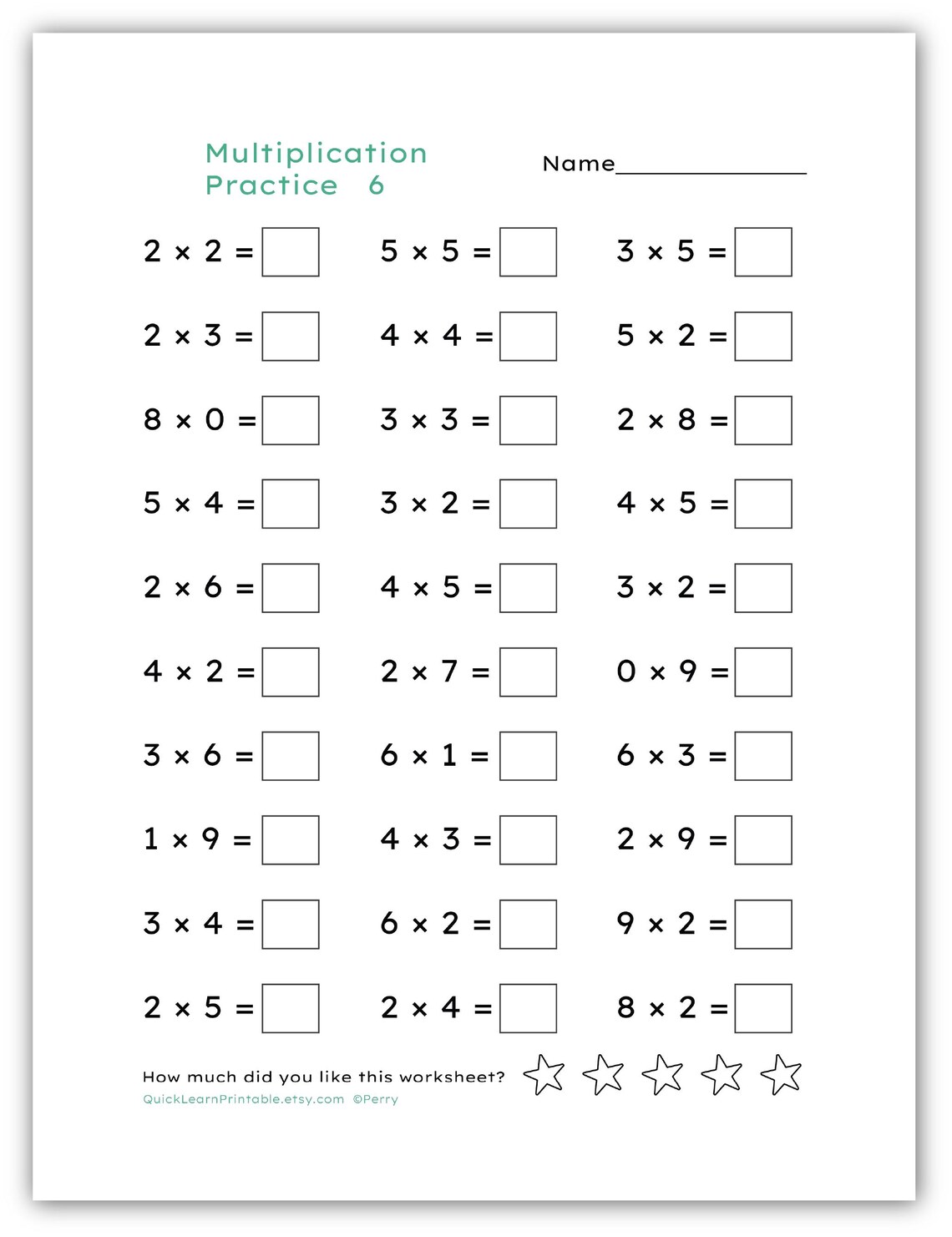 Printable Multiplication Table, Multiplication Chart, Times Table ...