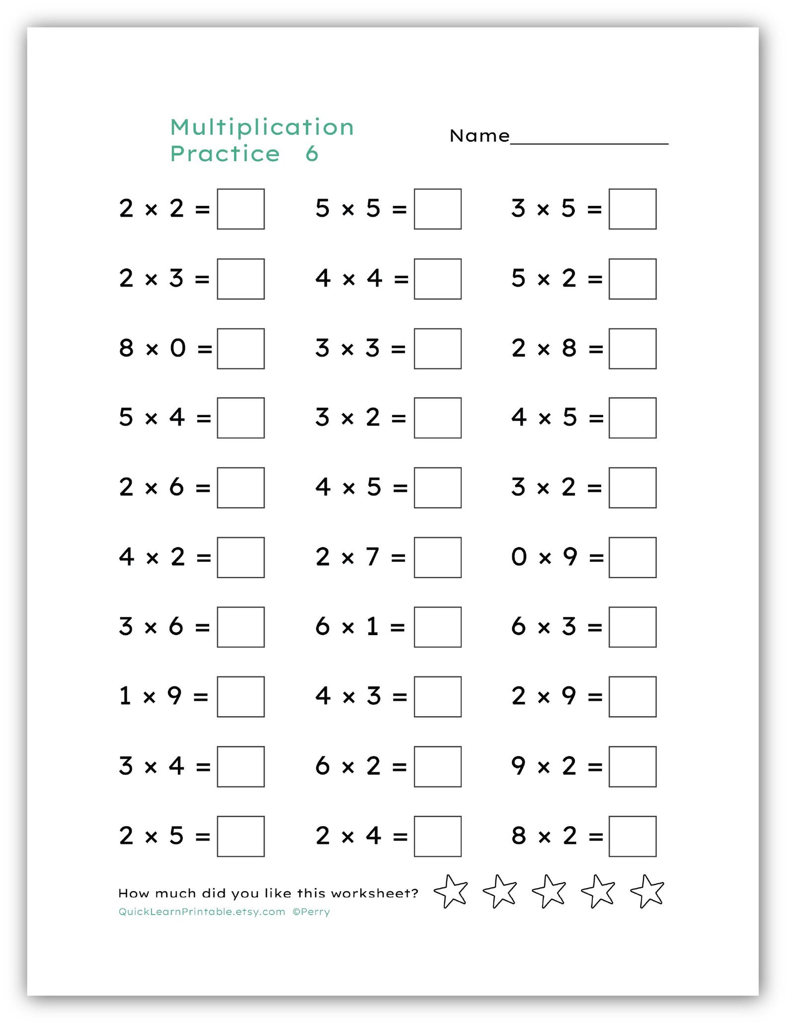 Printable Multiplication Table, Multiplication Chart, Times Table ...