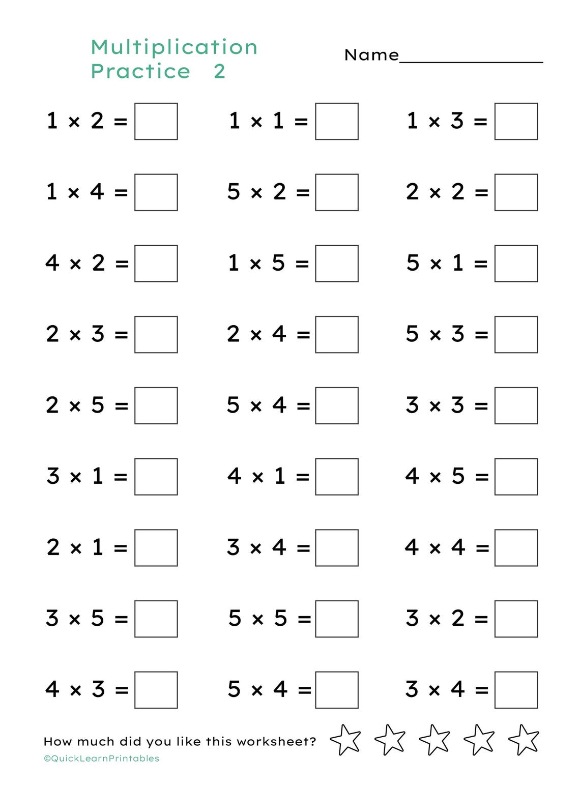 Printable Multiplication Chart, Multiplication Grid, Times Table ...