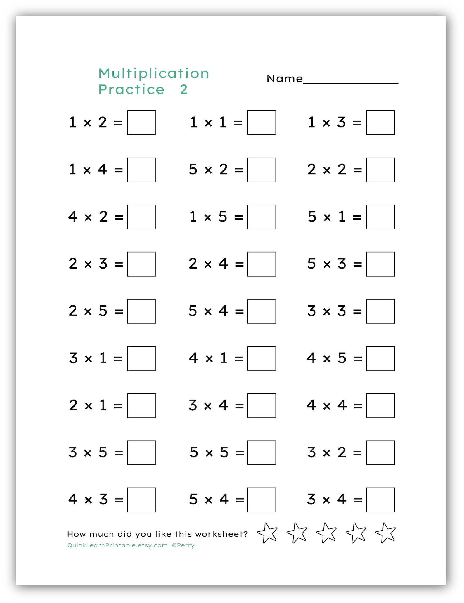 Printable Multiplication Chart, Multiplication Grid, Times Table ...