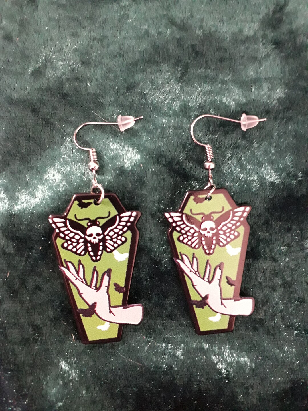 Witch Hand Coffin Moth Earrings Halloween Accessories Spooky - Etsy