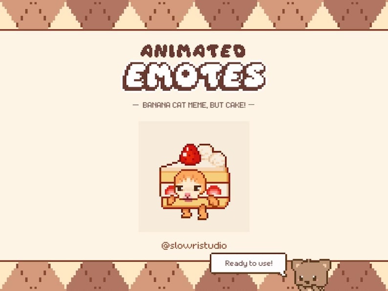 ANIMATED Twitch Crying Banana Cat Meme Emote | Funny Cute Cake Cat ...