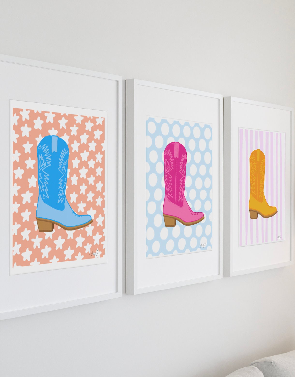 Cowboy Boot Art Print- Set of 3 - Etsy