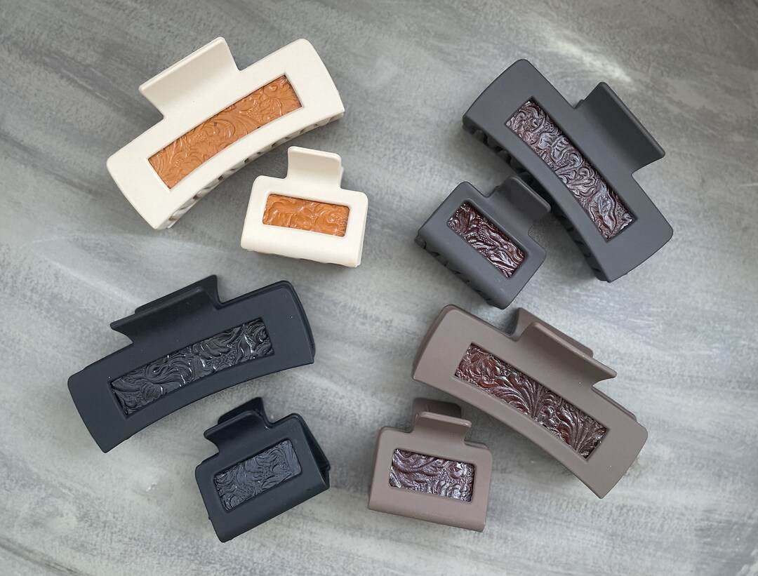 Tooled Leather Hair Clips - Etsy