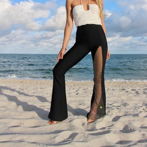 LIVY CRYSTAL PANTS Crystal Mesh Flared Pants / Crystal & Glitter ...