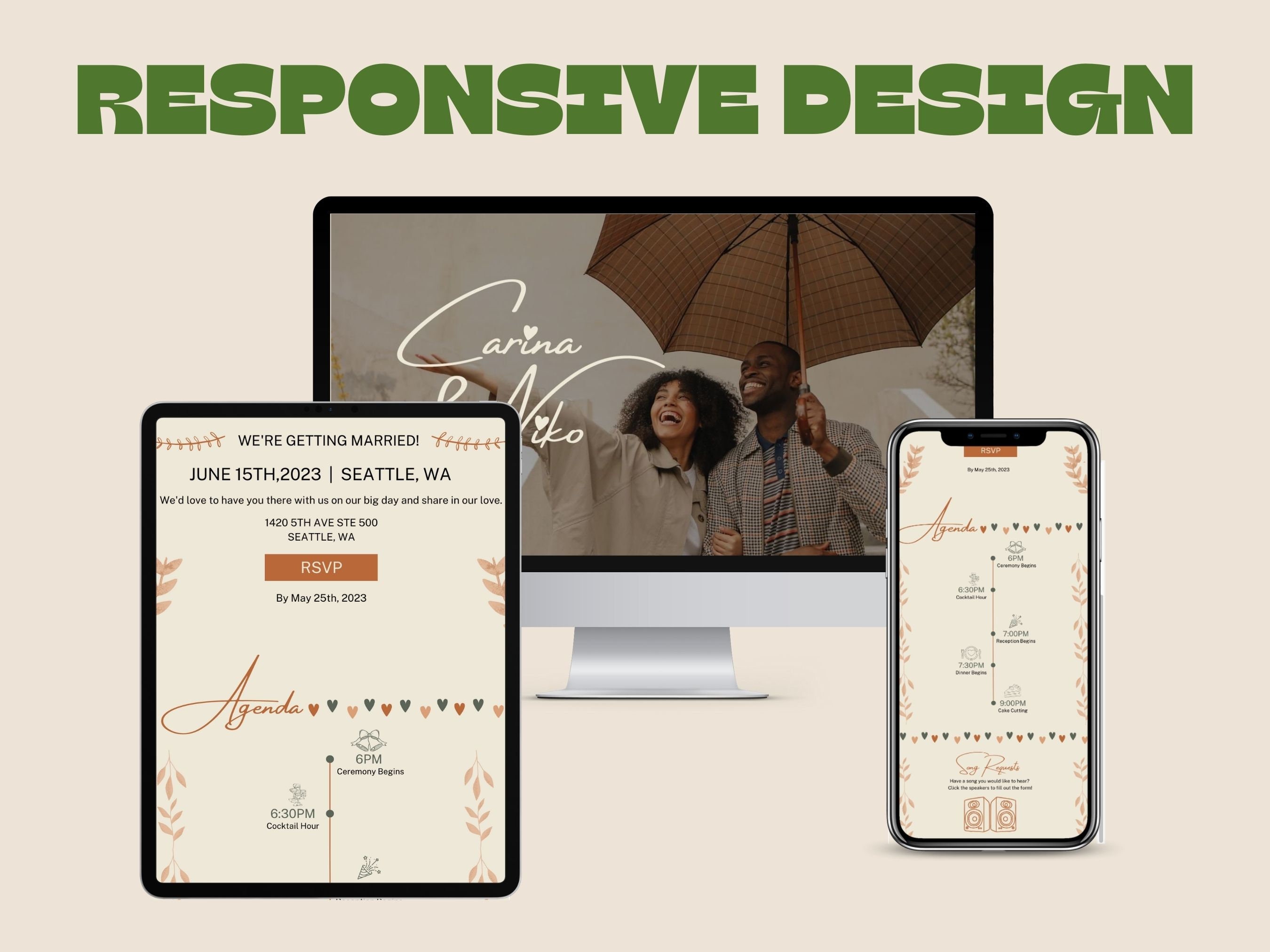 Carina Wedding Canva Website Template | Boho Editable Wedding Website ...