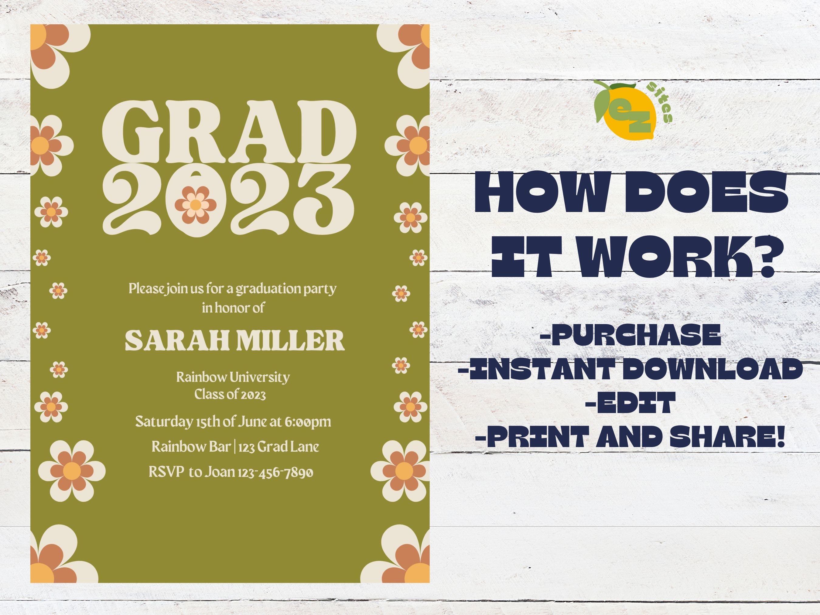 Retro Graduation Part Invitation | Class of 2023 | Printable Instant ...