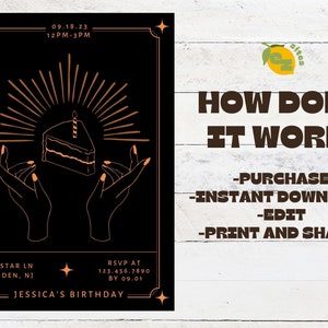 Editable Tarot Card Birthday Party Invitation | Mystical Birthday ...