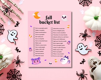 Fall Bucket List Pink Themed Pink Halloween Bucket List Printable for ...