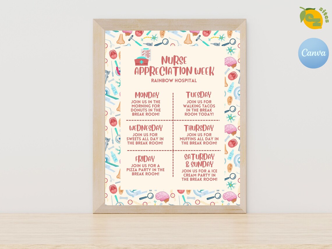 Editable Nurse Appreciation Week Itinerary Flyer | Nurse's Week Event ...