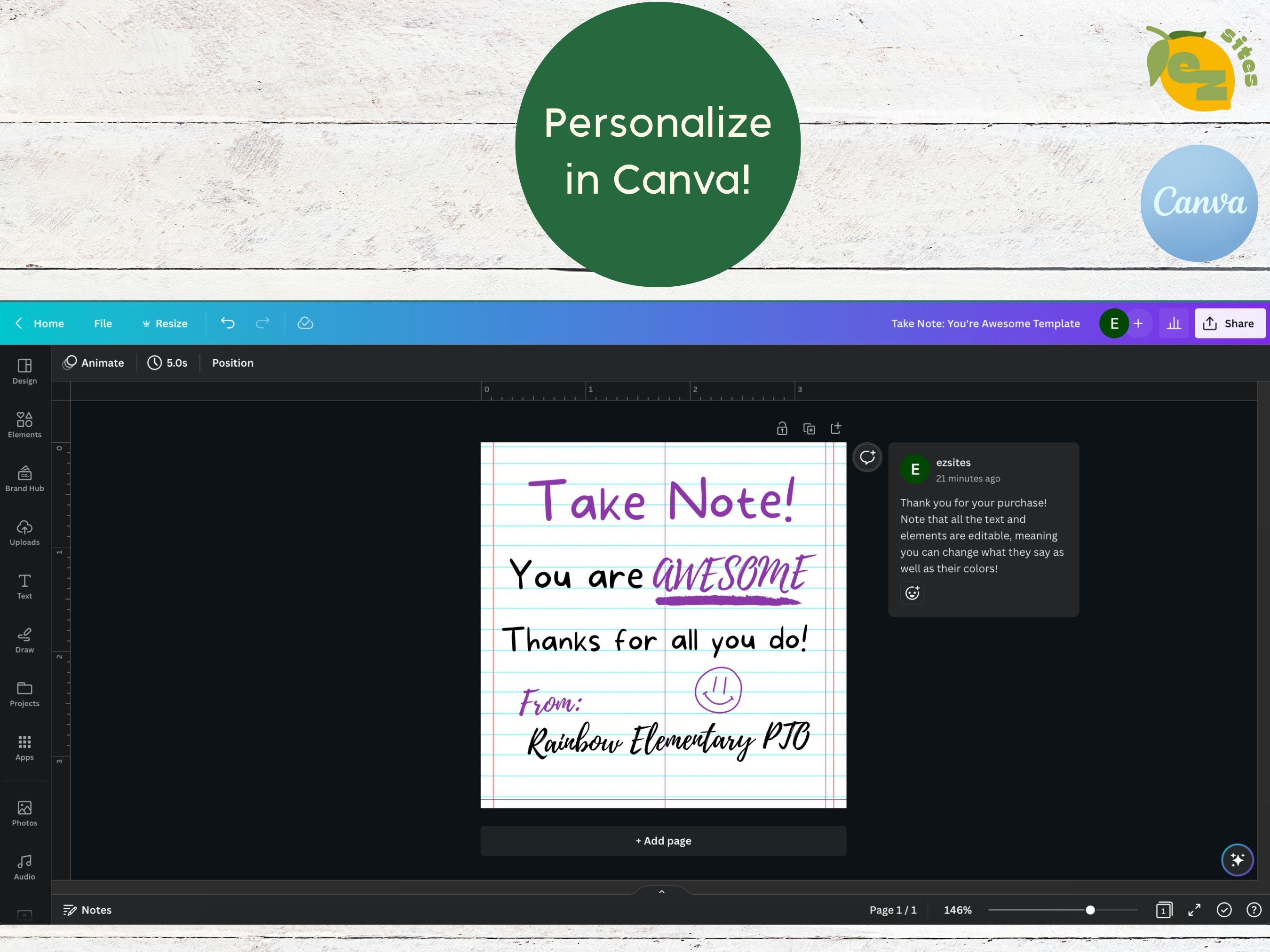 Editable Smile Teacher Appreciation Gift Tag You're Awesome Teach Gift ...