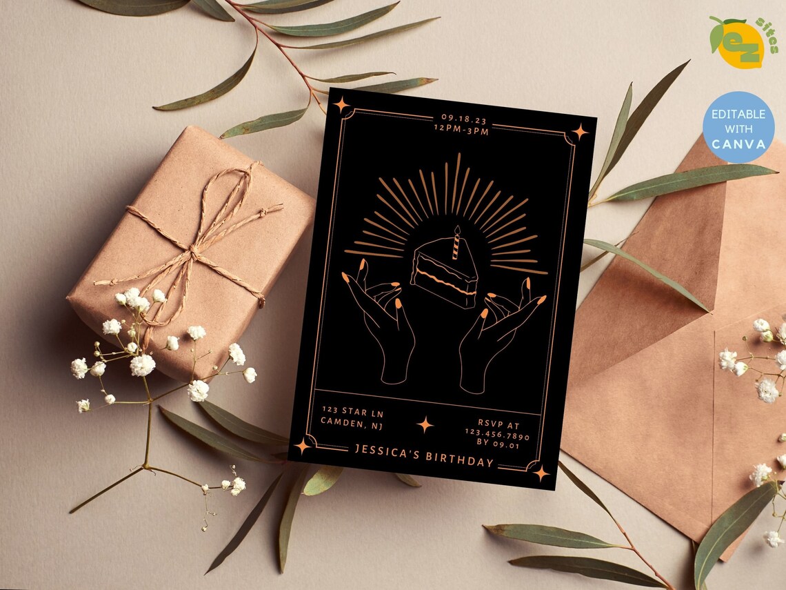 Editable Tarot Card Birthday Party Invitation | Mystical Birthday ...