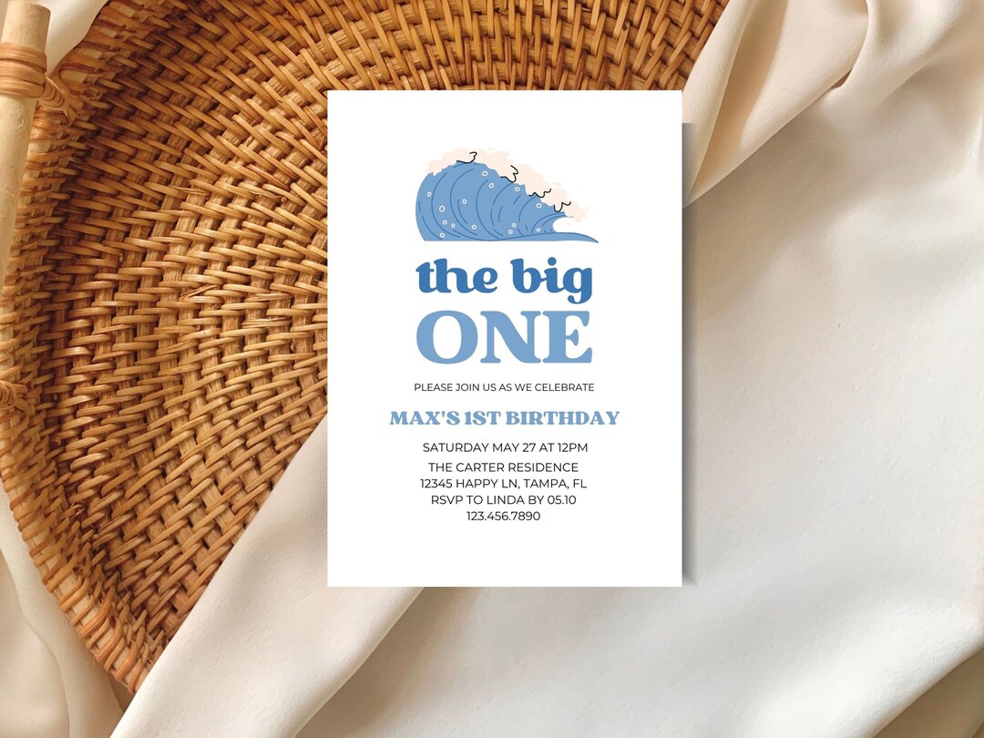 The Big One Invitation | 1st Birthday | Beach Wave Theme | Surfs up ...