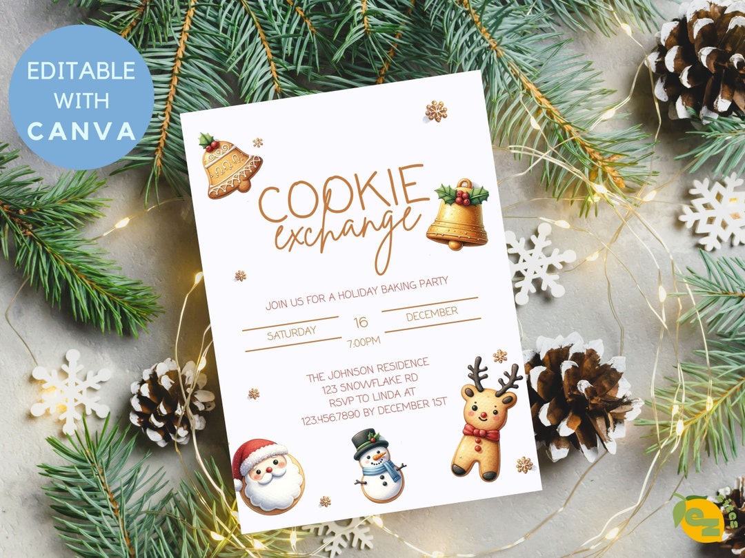Editable Christmas Cookie Exchange Invite Template | Cookie Swap Party ...