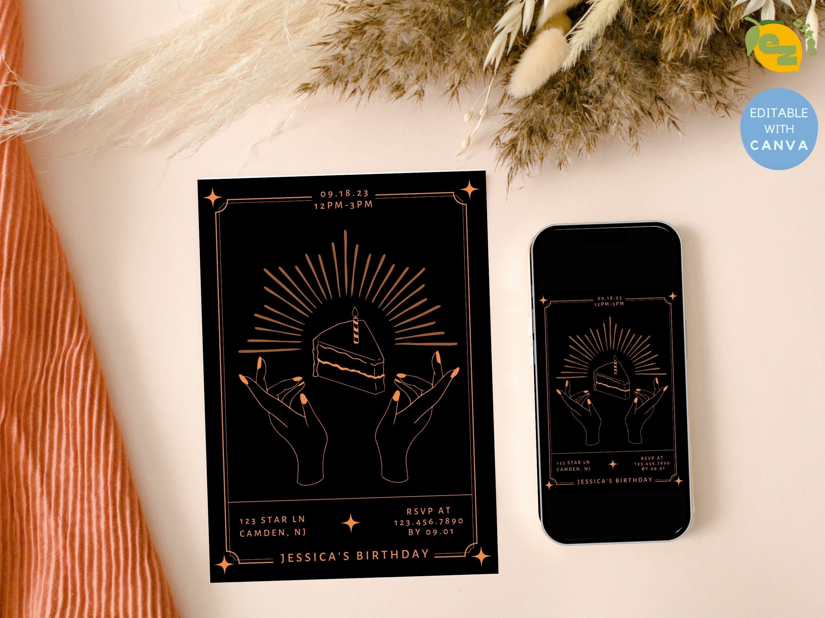 Editable Tarot Card Birthday Party Invitation | Mystical Birthday ...