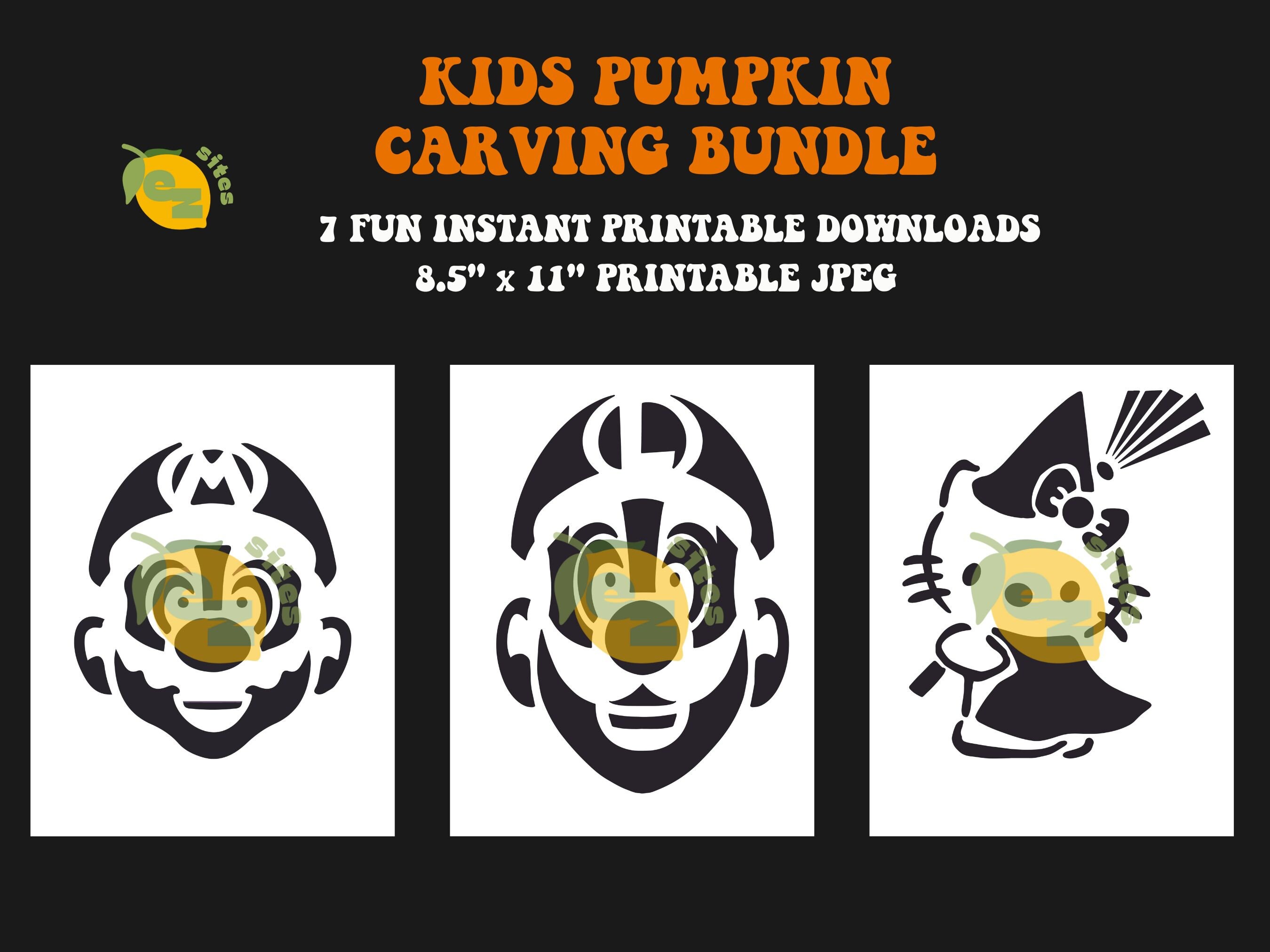 7 Printable Kids Jack-o-lantern Pumpkin Carving Stencil Patterns ...