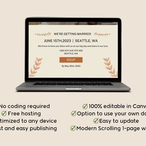 Carina Wedding Canva Website Template | Boho Editable Wedding Website ...