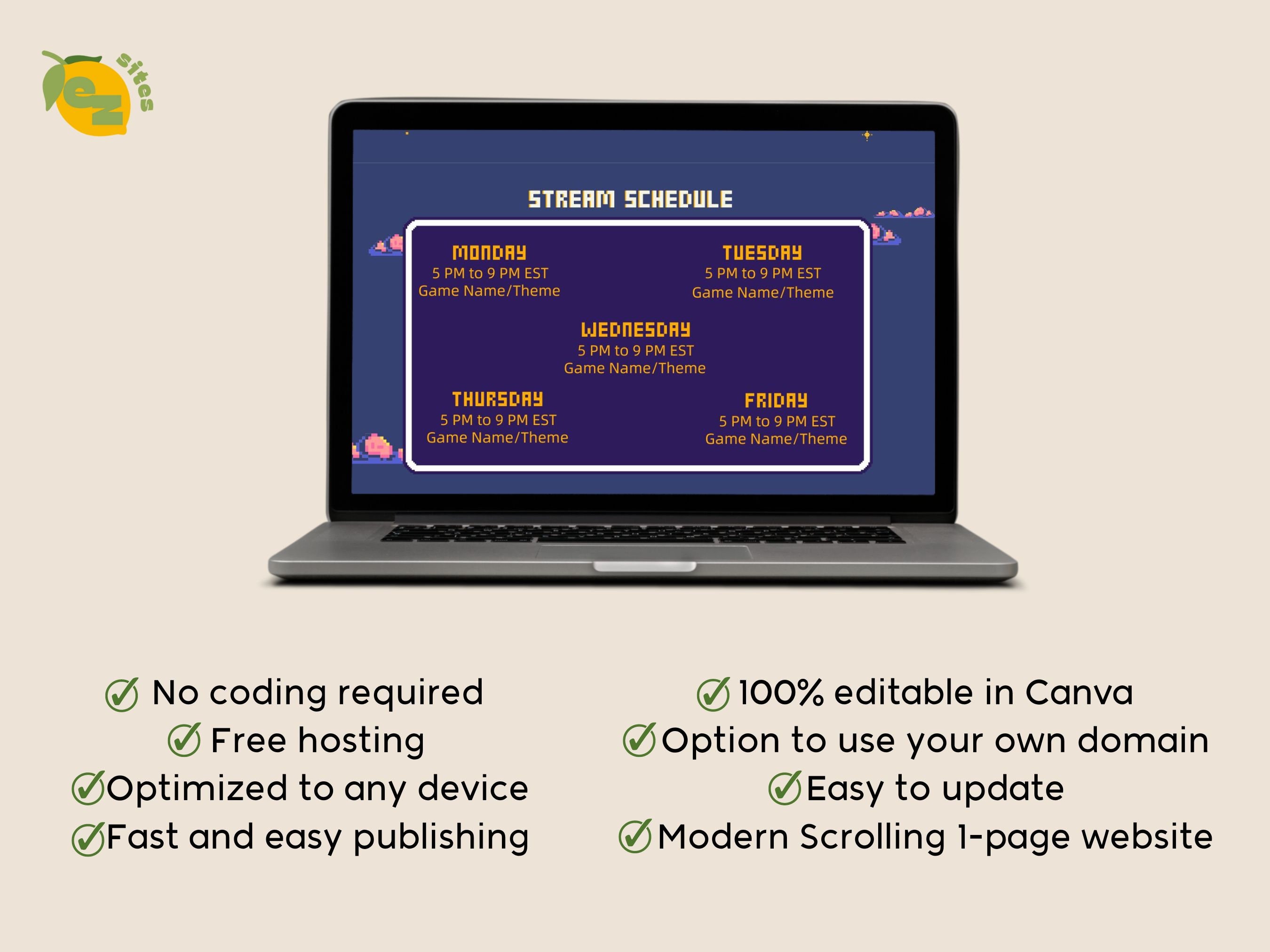 Pixel Life Canva Gaming Website Template | Life Stream Twitch Creator ...