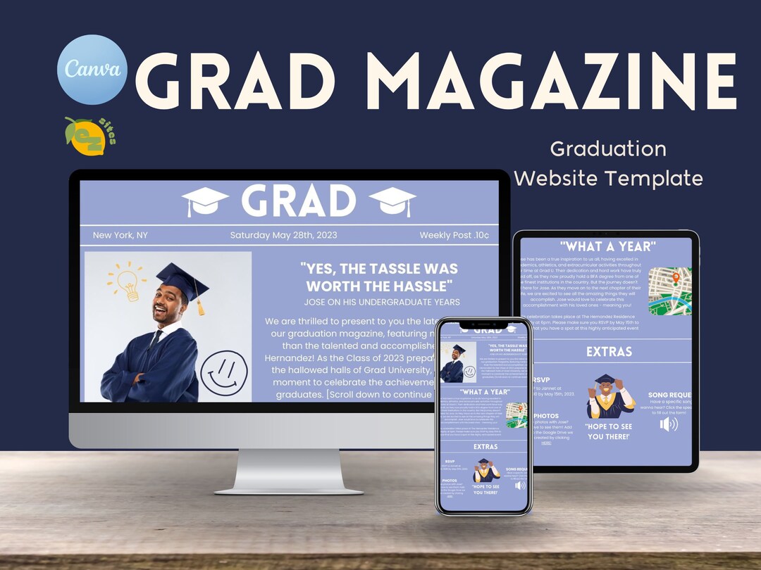 Canva Graduation Announcement Website Template: Modern Magazine Design ...