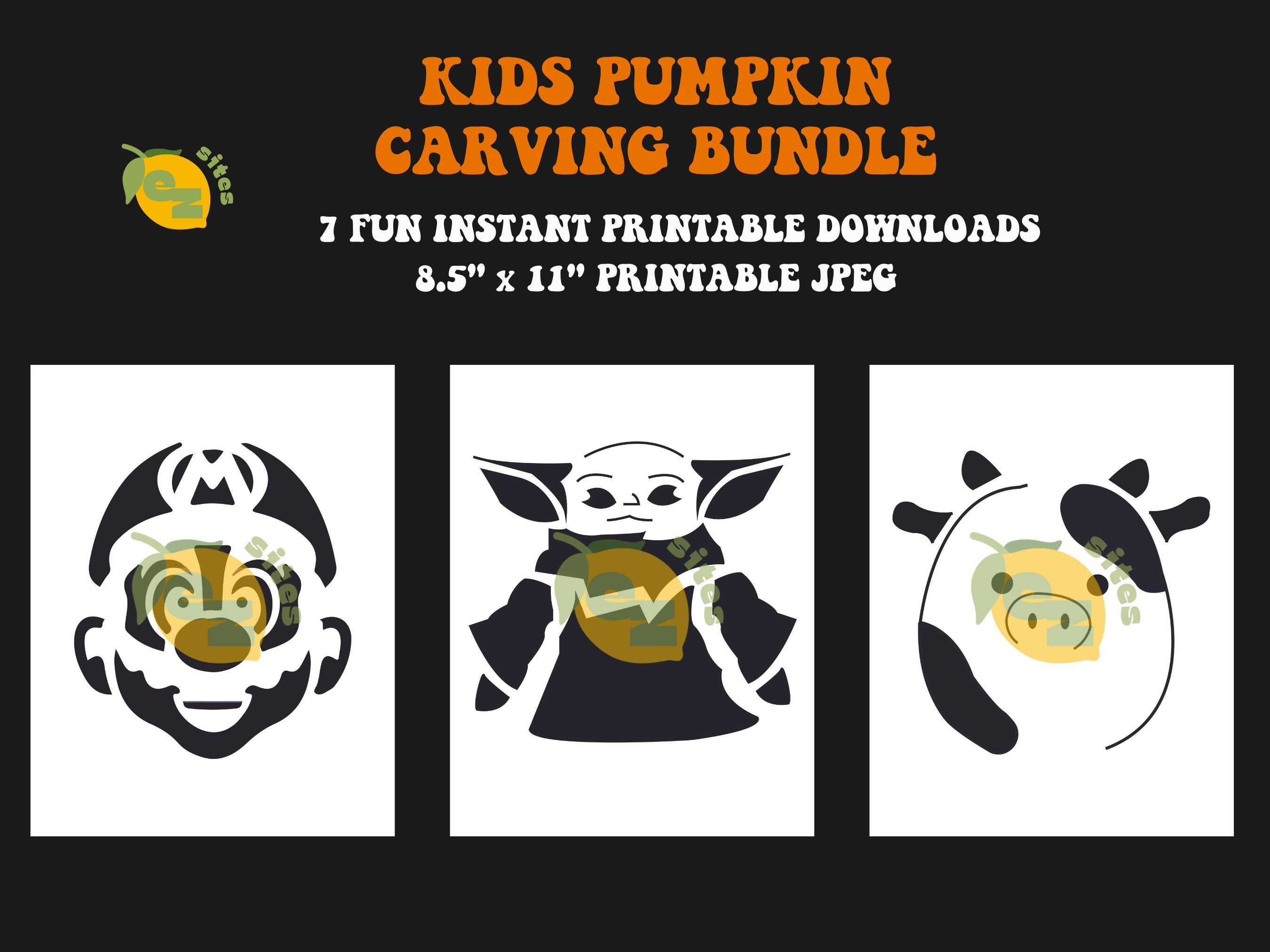 7 Printable Kids Jack-o-lantern Pumpkin Carving Stencil Patterns ...