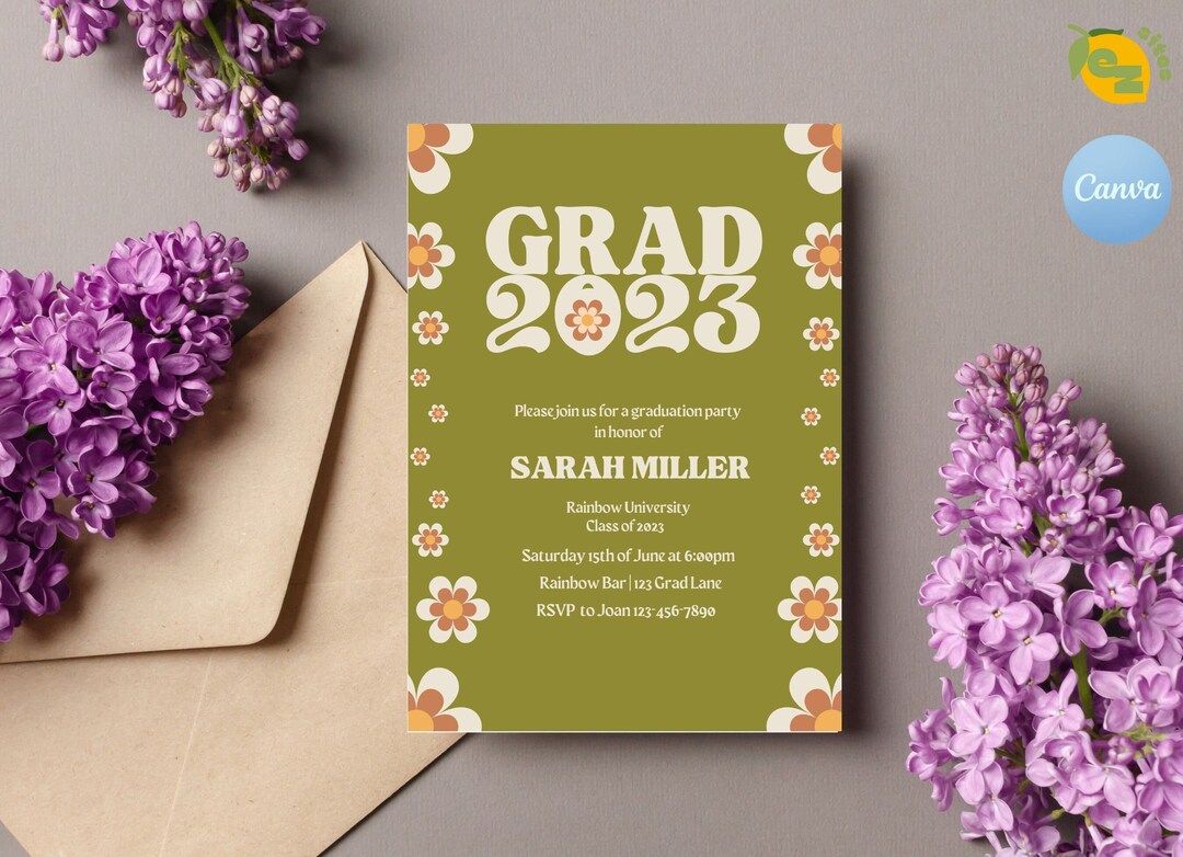 Retro Graduation Part Invitation Class of 2023 Printable - Etsy
