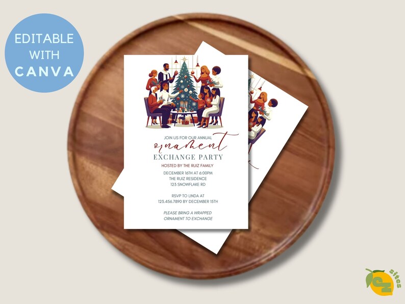 Christmas Ornament Exchange Invitation: Editable Holiday Party Template ...