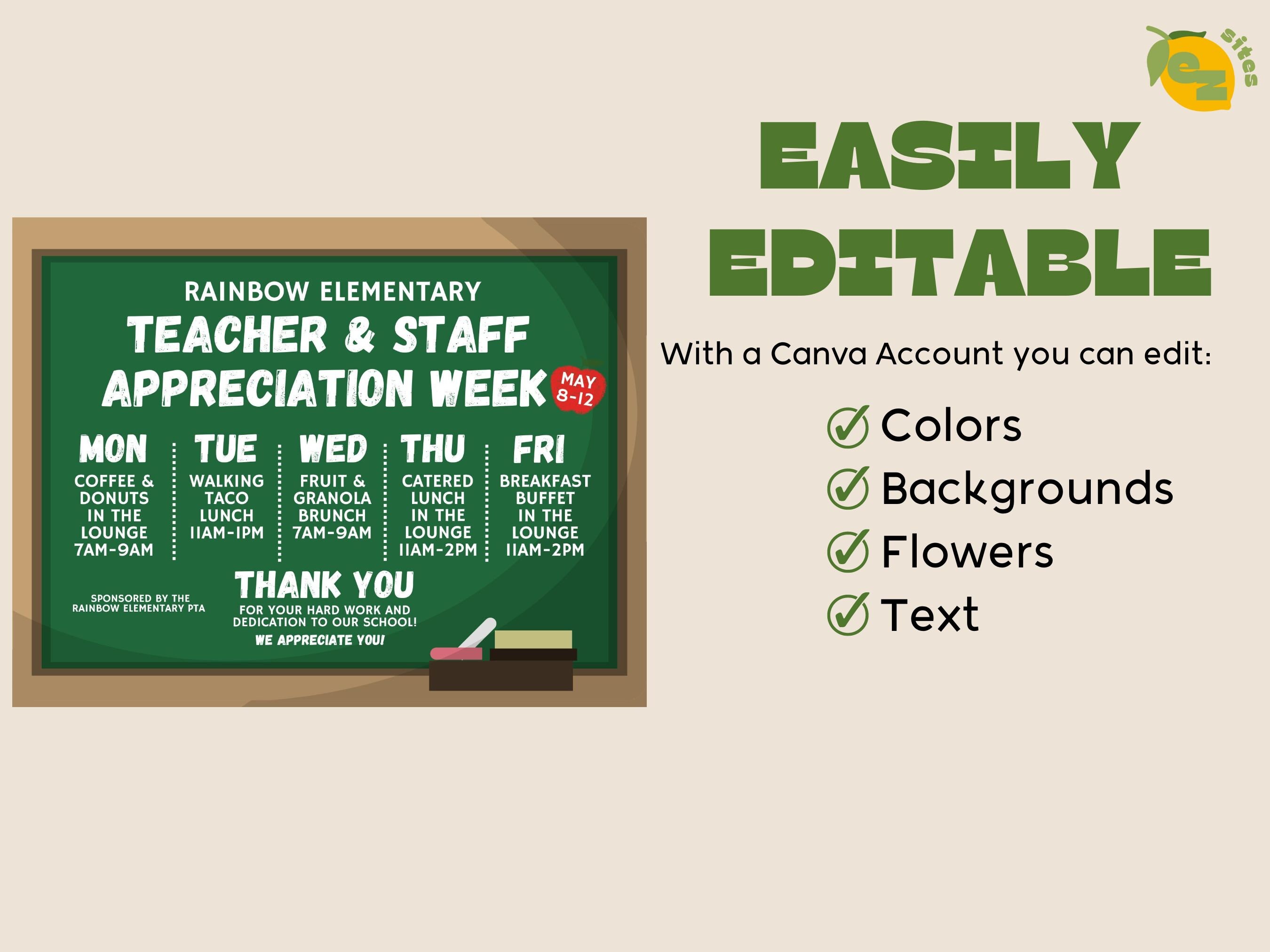 Editable Teacher Appreciation Week Flyer | School Staff Teacher ...