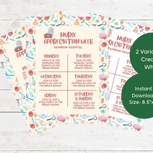 Editable Nurse Appreciation Week Itinerary Flyer | Nurse's Week Event ...